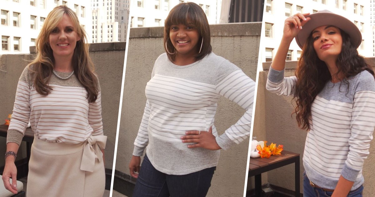 5 women try on this chic long-sleeve T-shirt from Amazon