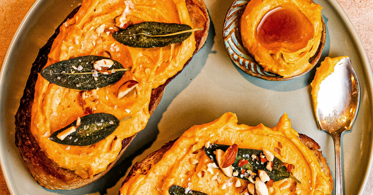 Roasted Squash Whipped Ricotta Toast with Fried Sage Recipe