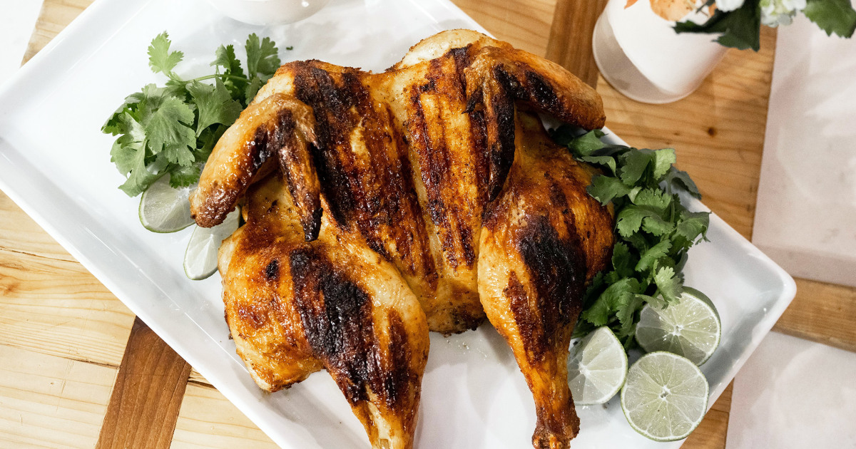 Peruvian Grilled Spatchcock Chicken with Green Sauce Recipe