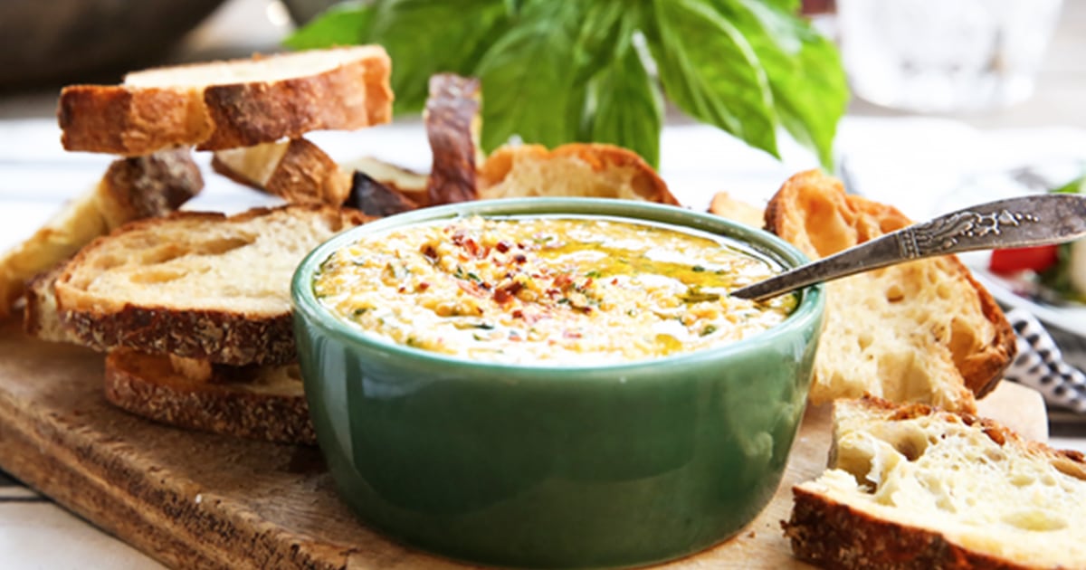 Garden Fresh Tomato-Basil Dip with Grilled Bread Recipe