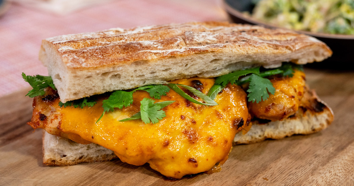 Grilled Chicken Sandwich and Peanut Slaw