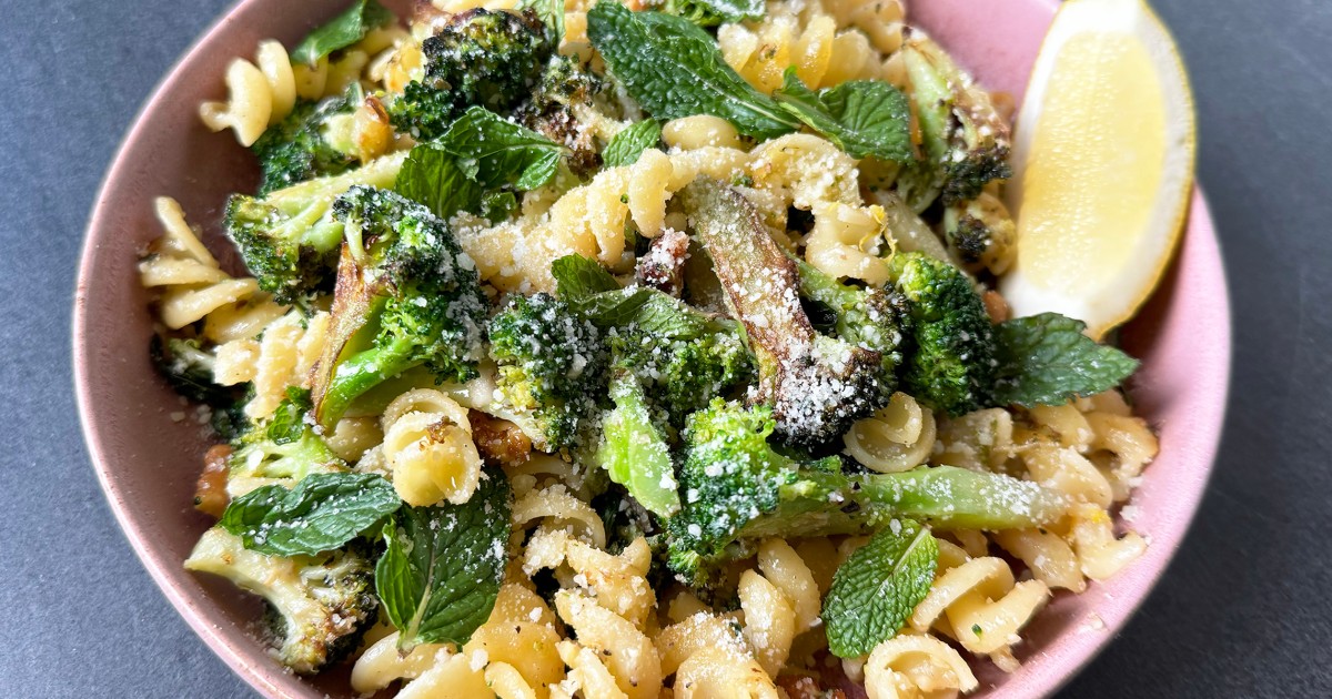 Broccoli Pasta with Walnuts, Pecorino and Mint