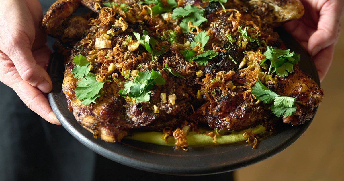 Grilled Spatchcock Chicken with Salsa Macha