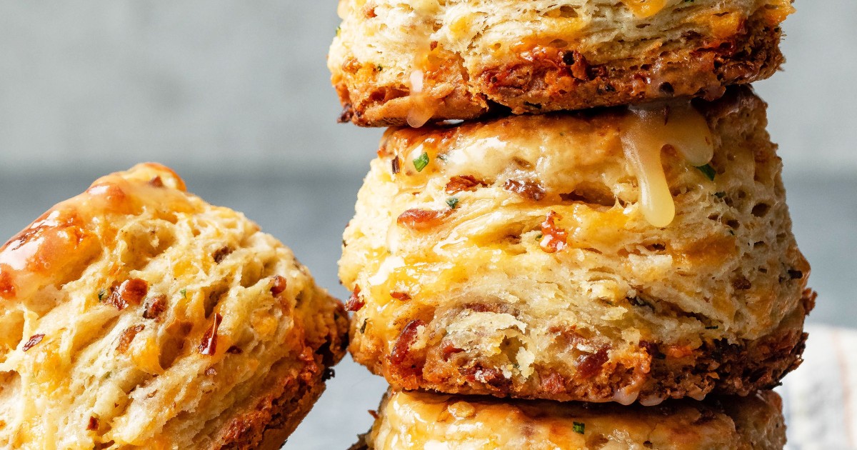 Bacon Cheddar Biscuits With Spicy Honey Butter