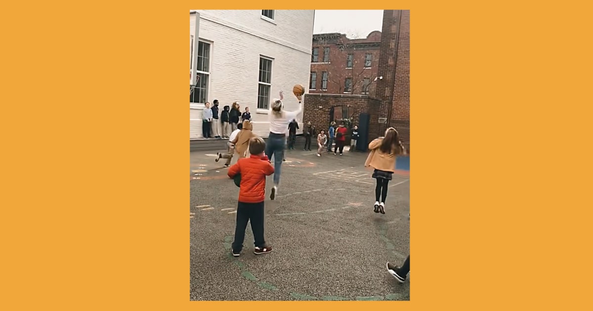 The Sweet Reaction When Elementary Teacher Sinks Basketball Shot
