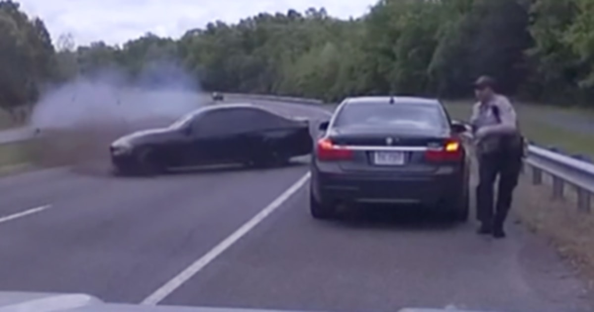 Speeding Driver Crashes Into Police Traffic Stop on Virginia Highway