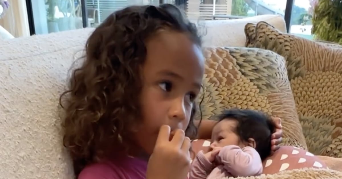 Chrissy Teigen's Daughter Luna Cuddles With Baby Brother Wren