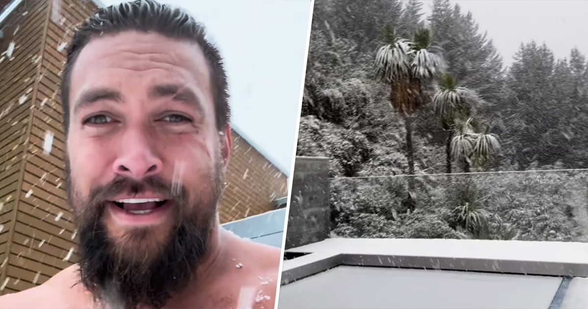 Shirtless Jason Momoa Is in Shock Over Summer Snow on Birthday