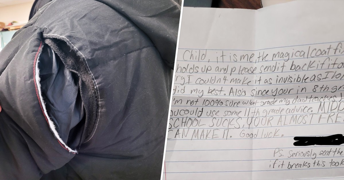 Teacher's Daughter Fixes Student’s Ripped Coat With Sweet Note