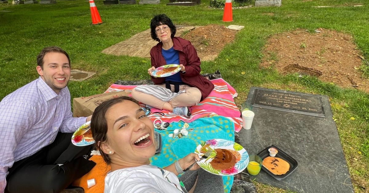 After their dad died, this family coped by throwing parties at his grave