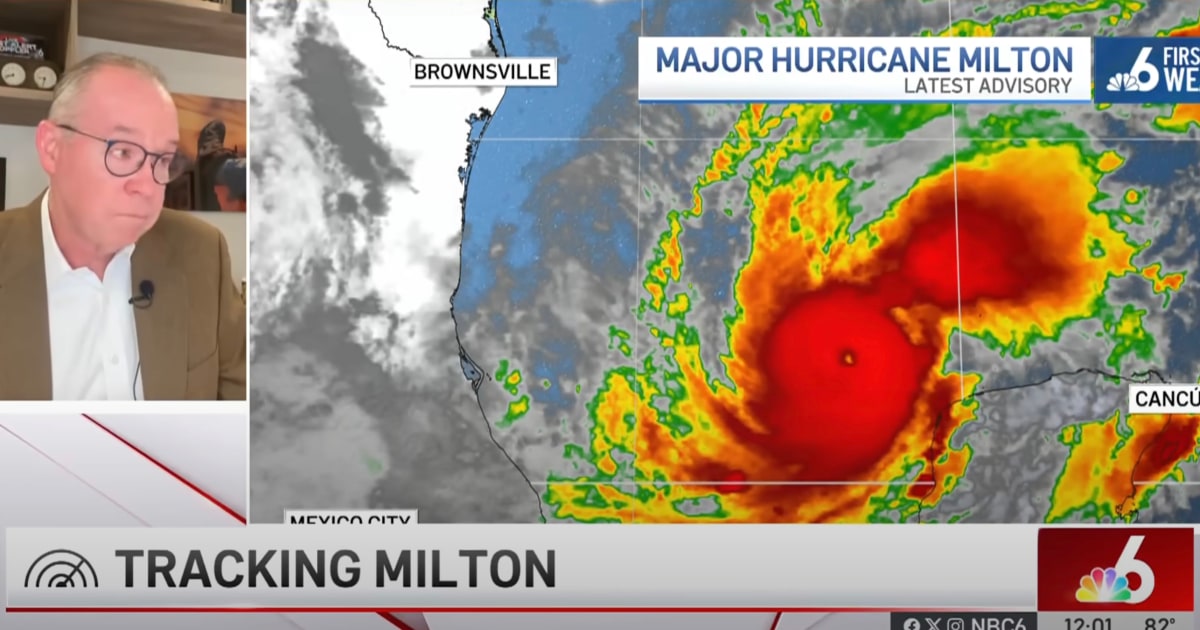 Meteorologist John Morales Reports On Hurricane Milton, Tears Up