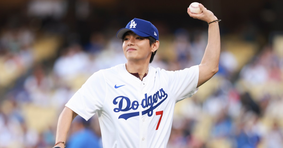 BTS' V Throws First Pitch at Dodgers Game: See the Moment