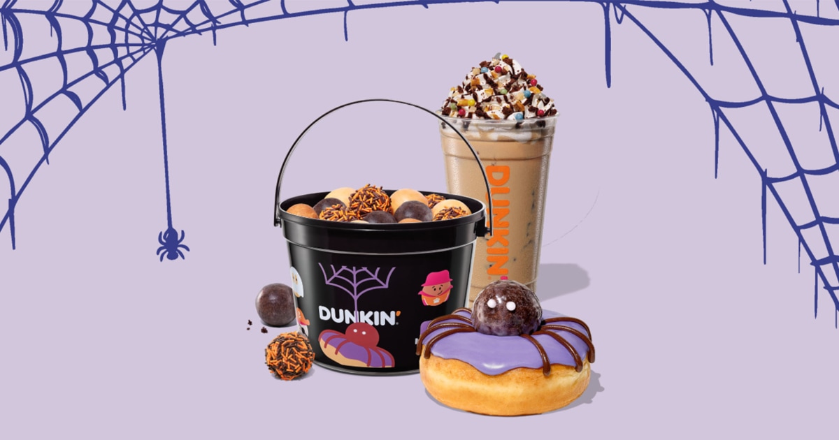 Dunkin’ Halloween Menu Features Munchkins Bucket, New Latte, Merch