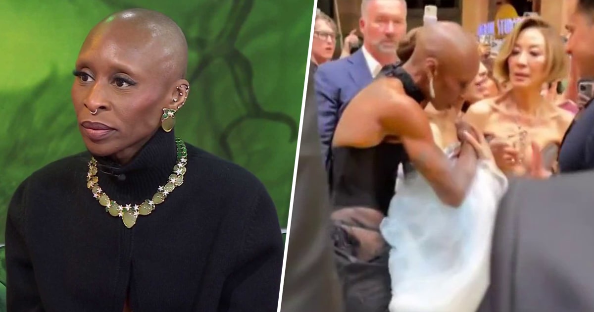 Cynthia Erivo Reacts to Protecting Ariana Grande After Red Carpet ...