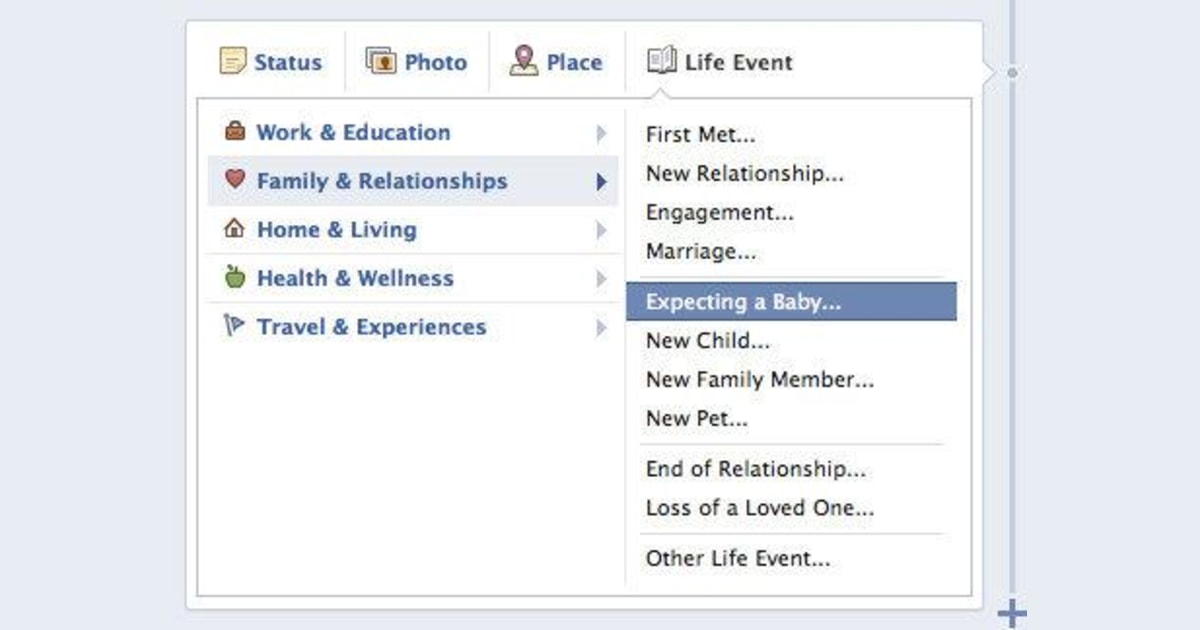 Facebook adds 'Expecting a Baby' option for 'Life Events'