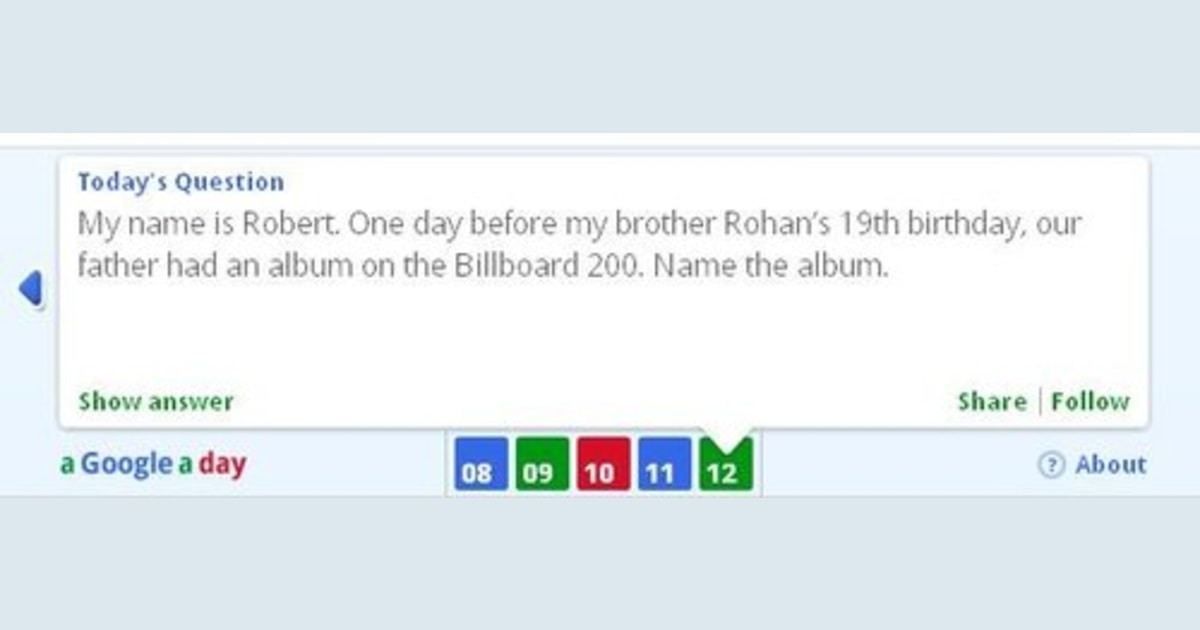 'Google a day' trivia game makes you search for answers