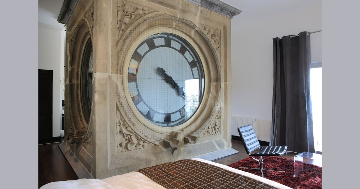 Room with a view and a giant bedside clock