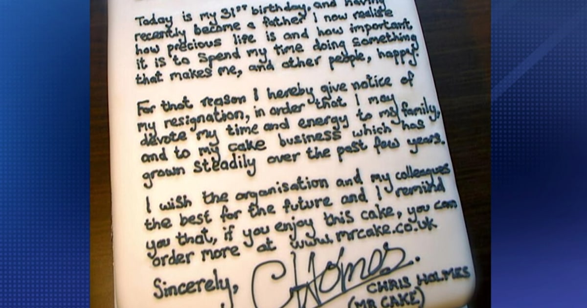 Parting is sweet: Man quits job with 'resignation cake'