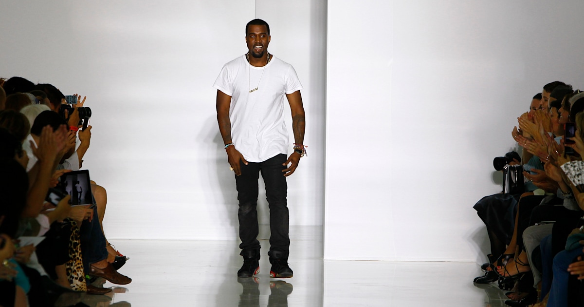Kanye's big furry backpack steals debut runway show