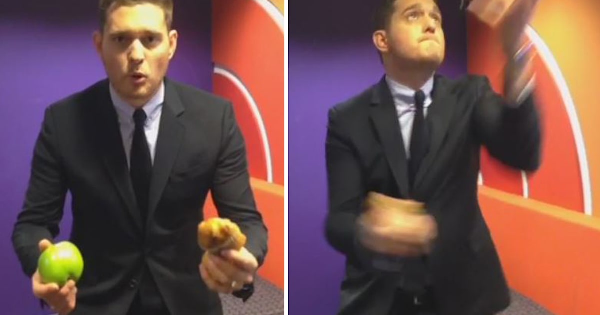 Keep your day job: Michael Buble attempts to juggle