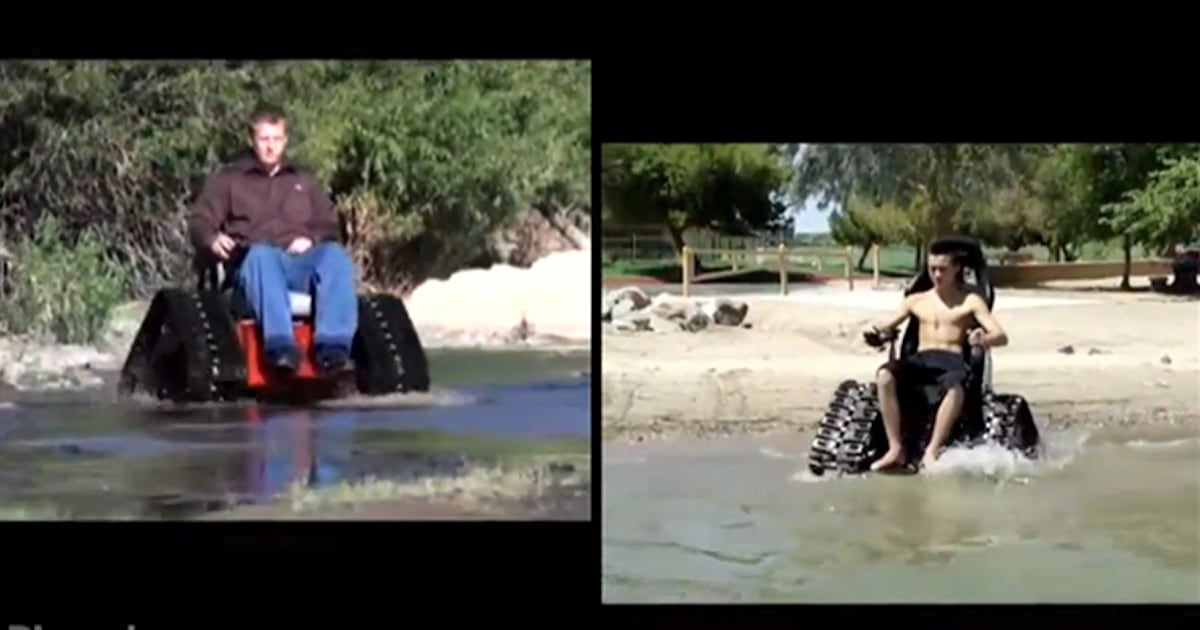 Veteran invents tank-wheelchair to help his paralyzed wife