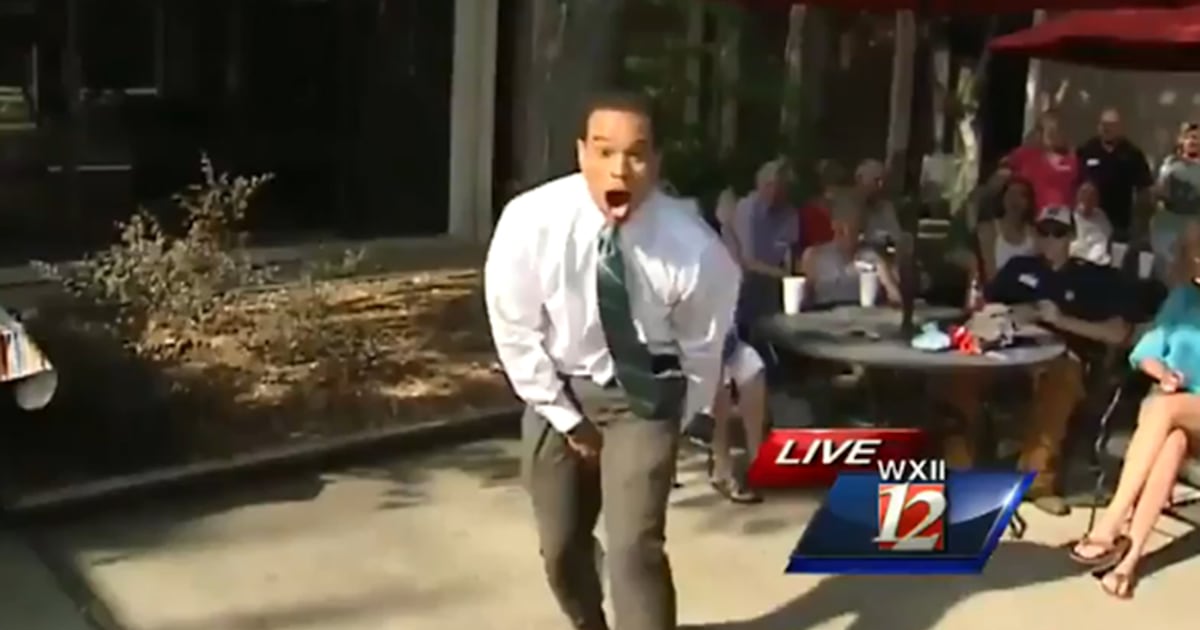 TV reporter's daring leap leads to embarrassing split ... in his pants