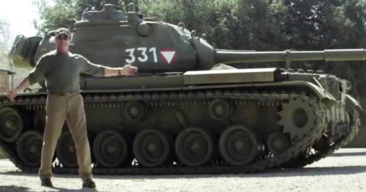 Arnold Schwarzenegger uses tank to crush objects for charity