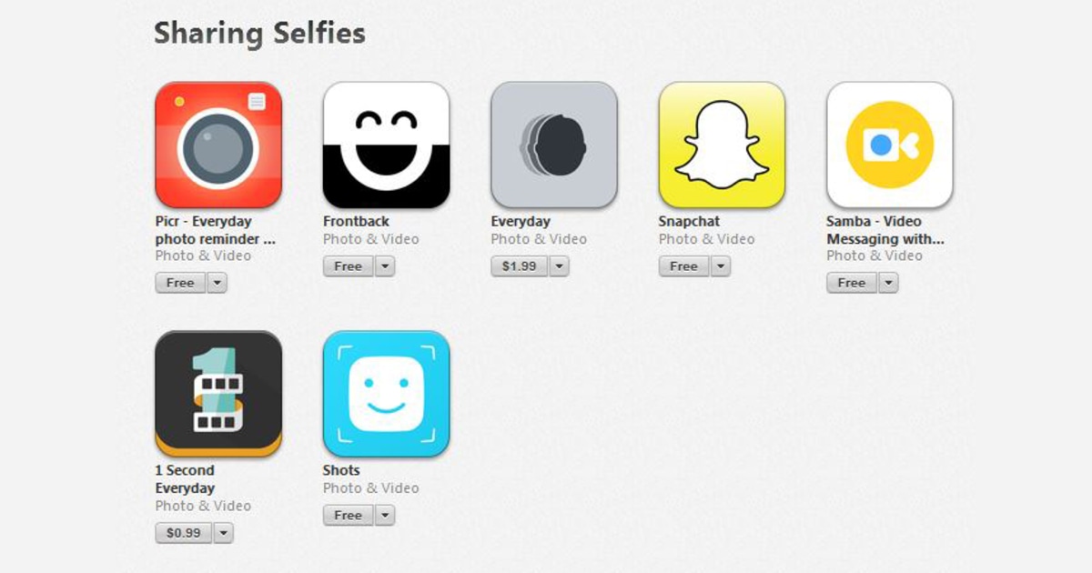 Apple devotes entire App Store section to selfies