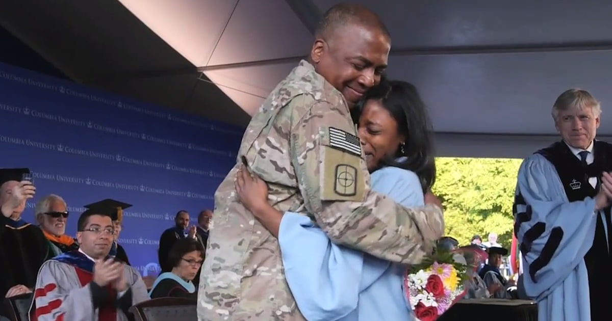 Watch Columbia grad get sweet surprise at graduation: Her dad
