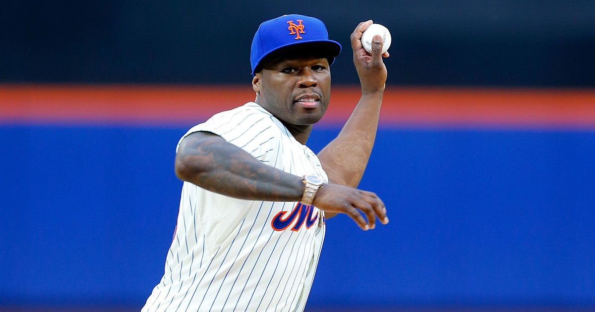 50 Cent's first pitch at Mets game is just terrible