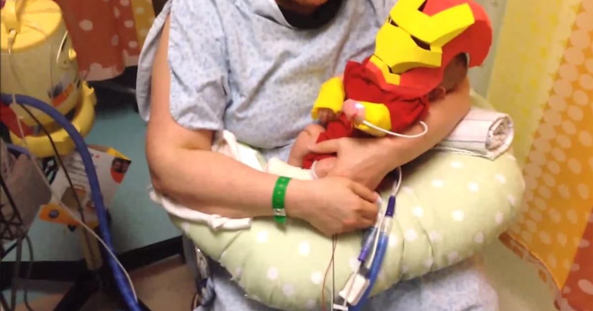 Dad builds Iron Man costume to help sick infant 'feel brave'